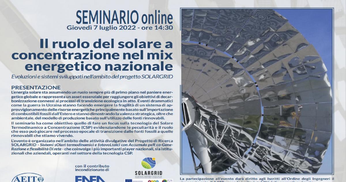 Join the SOLARGRID open seminar about CST with Antonio Scafuri, Magaldi ...